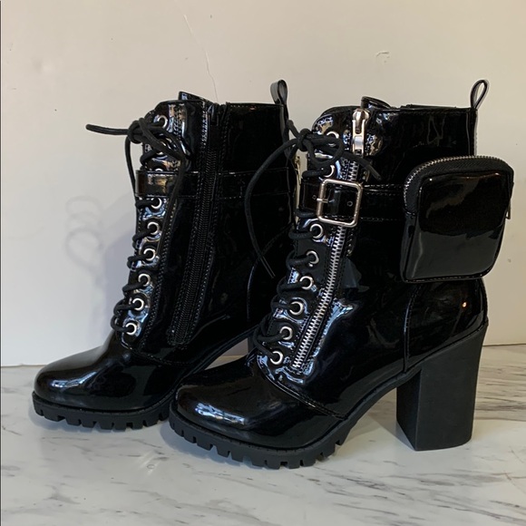 Forever 21 | Shoes | Forever Black Lace Up Boots With Side Zipper 3 ...